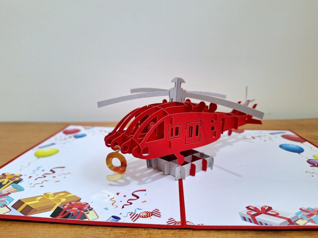3D Pop Up Birthday Card For Him Helicopter Personalised Age